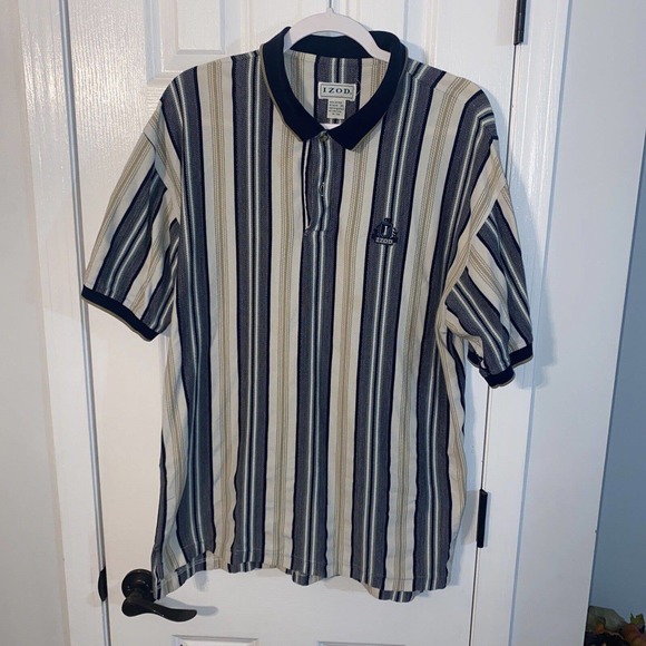 Izod | Shirts | Vintage Izod Mens Vertical Stripe Polo Shirt Size Xl 9s Rare | Poshmark